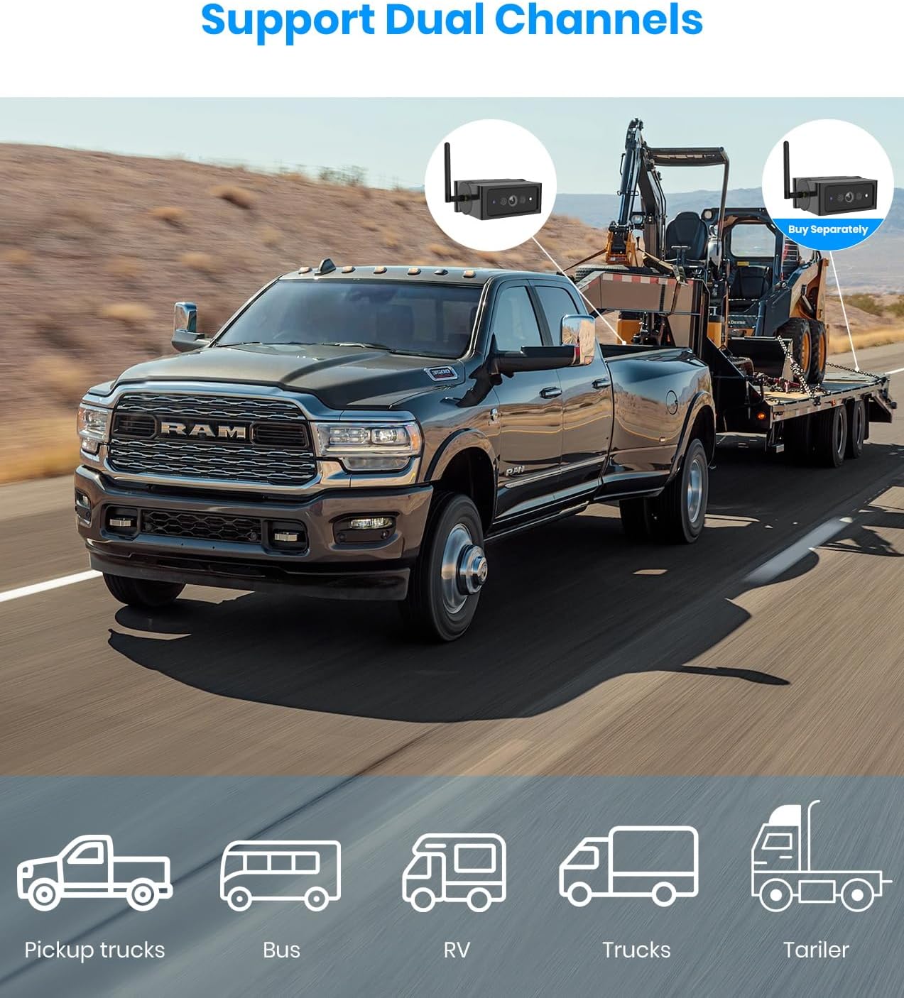 Solar4 B 1080P Magnetic Portable Backup Camera Wireless with 5" Monito ...