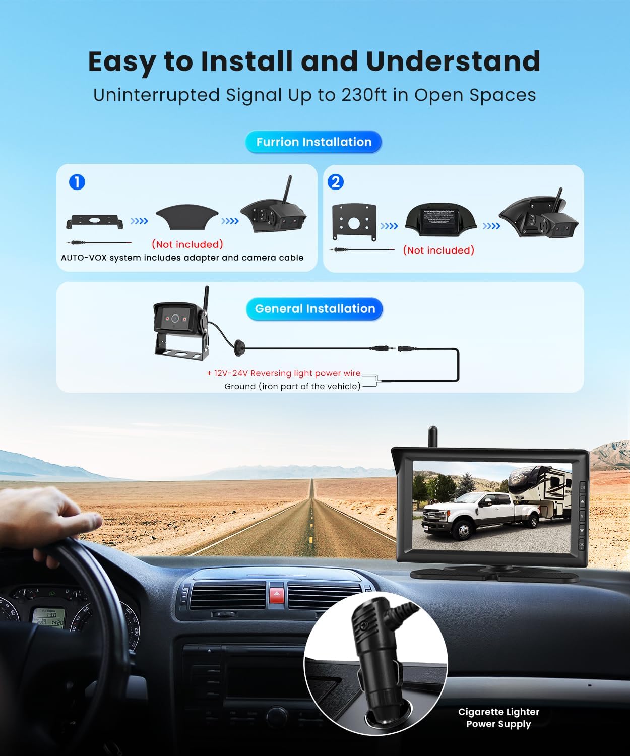 W10 Furrion Backup Camera For RV with 7" Monitor – AUTO-VOX