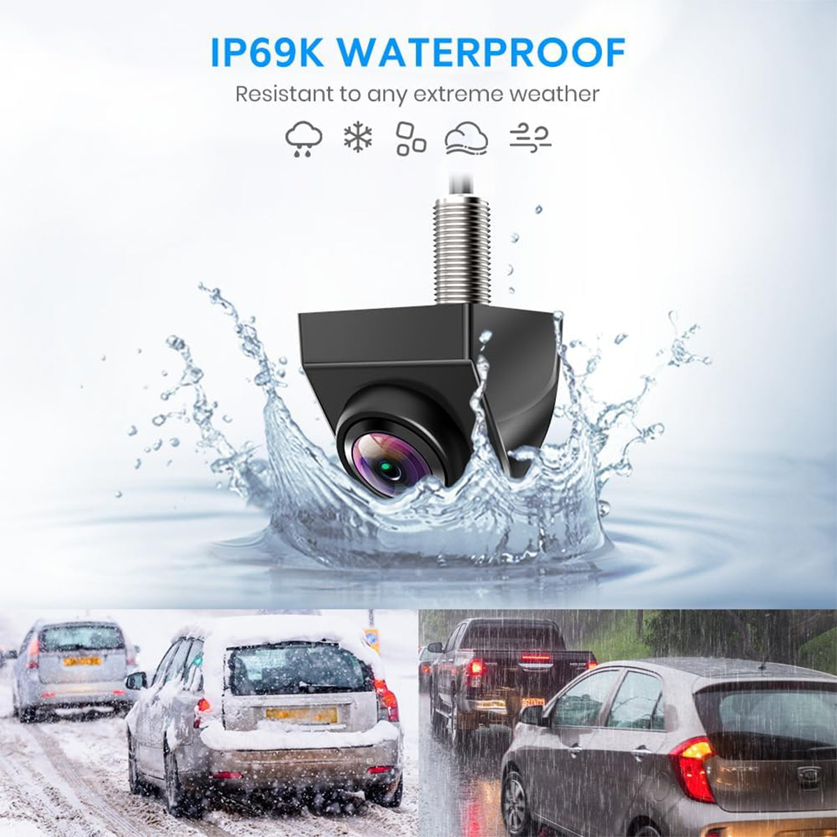 AUTO-VOX 180° Super Wide Angle CAM7 Pro Camera IP69K Waterproof